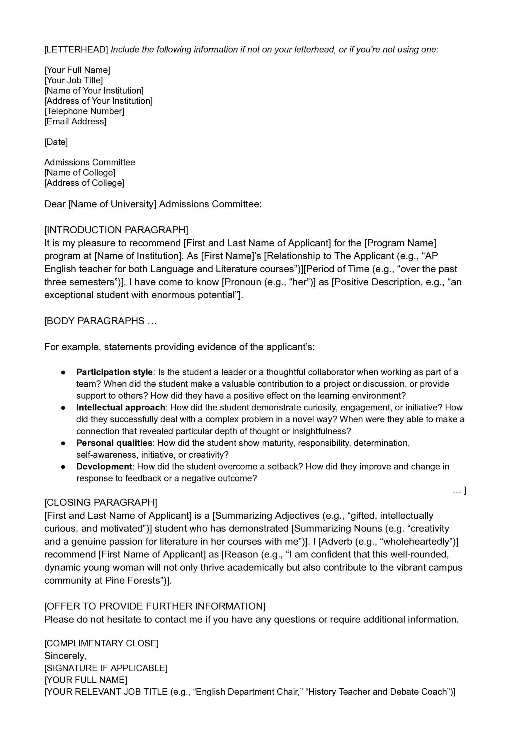 Letter of Recommendation | Template & Samples