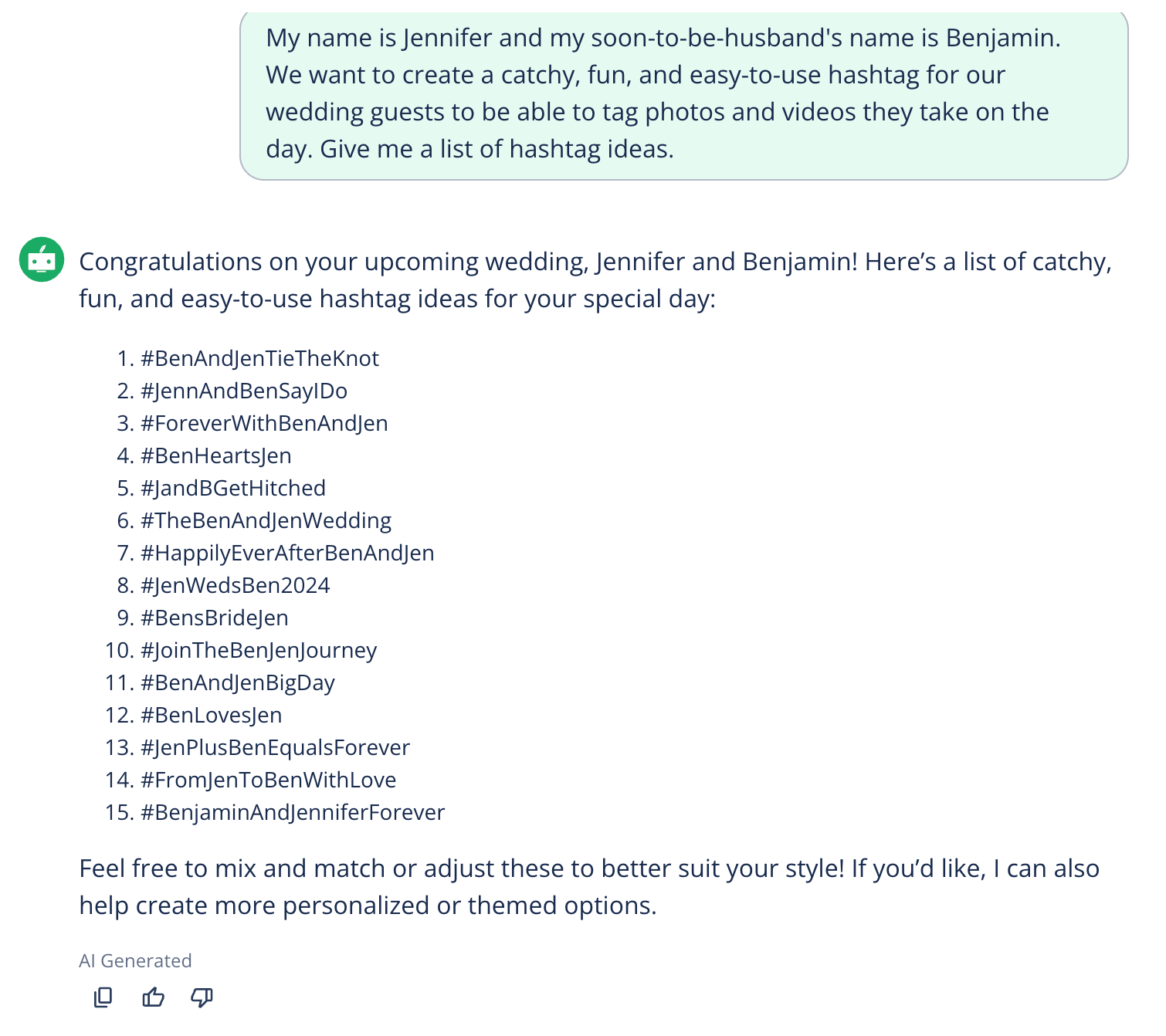 hashtag examples sentences