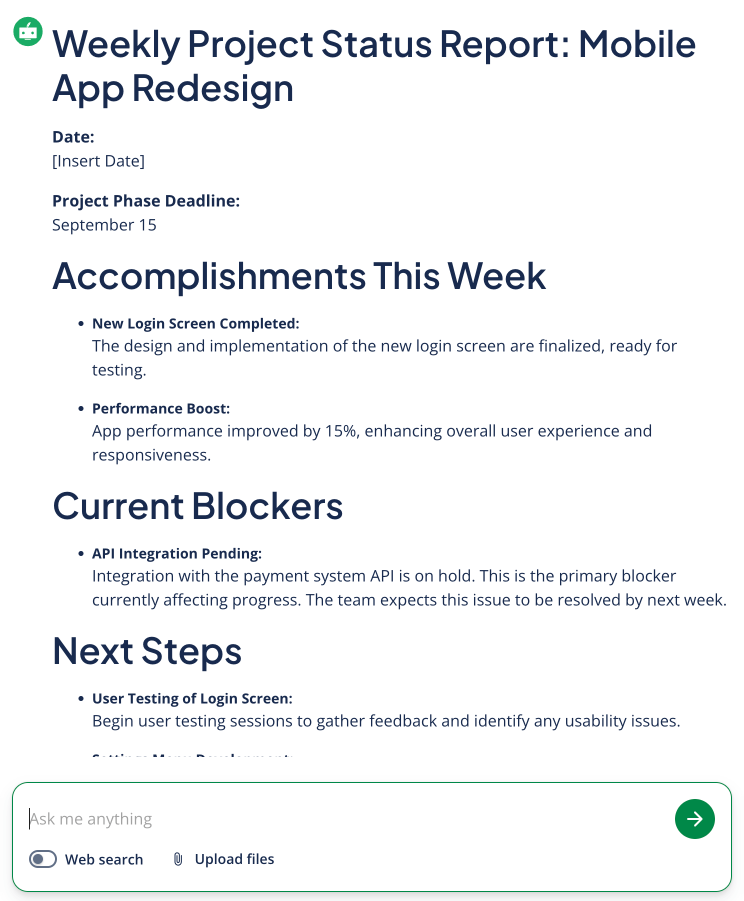 Status Report Generator | How to Use & Examples